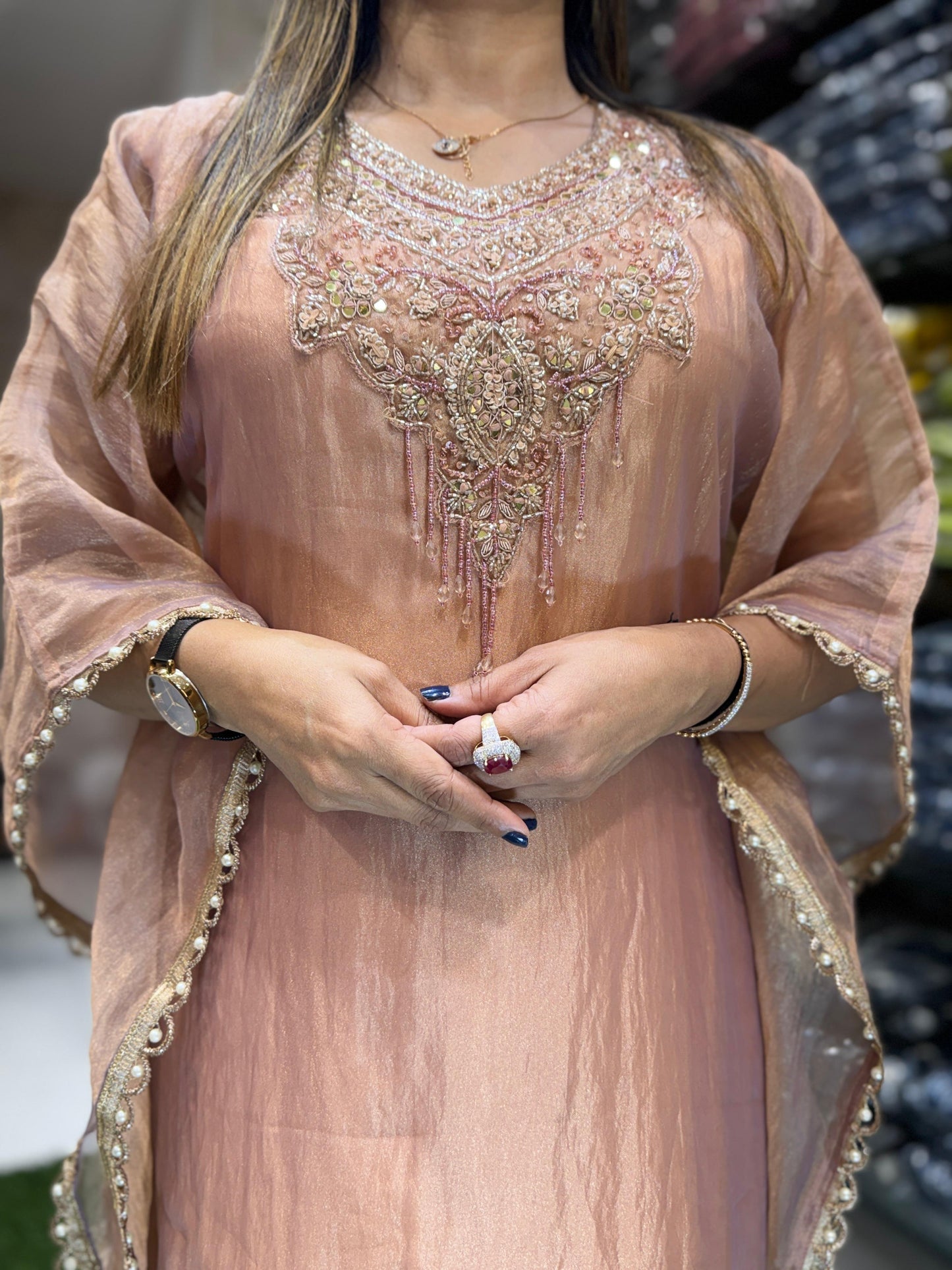 Chanderi Simmer Rose Gold 2pc Set – GFH Collection