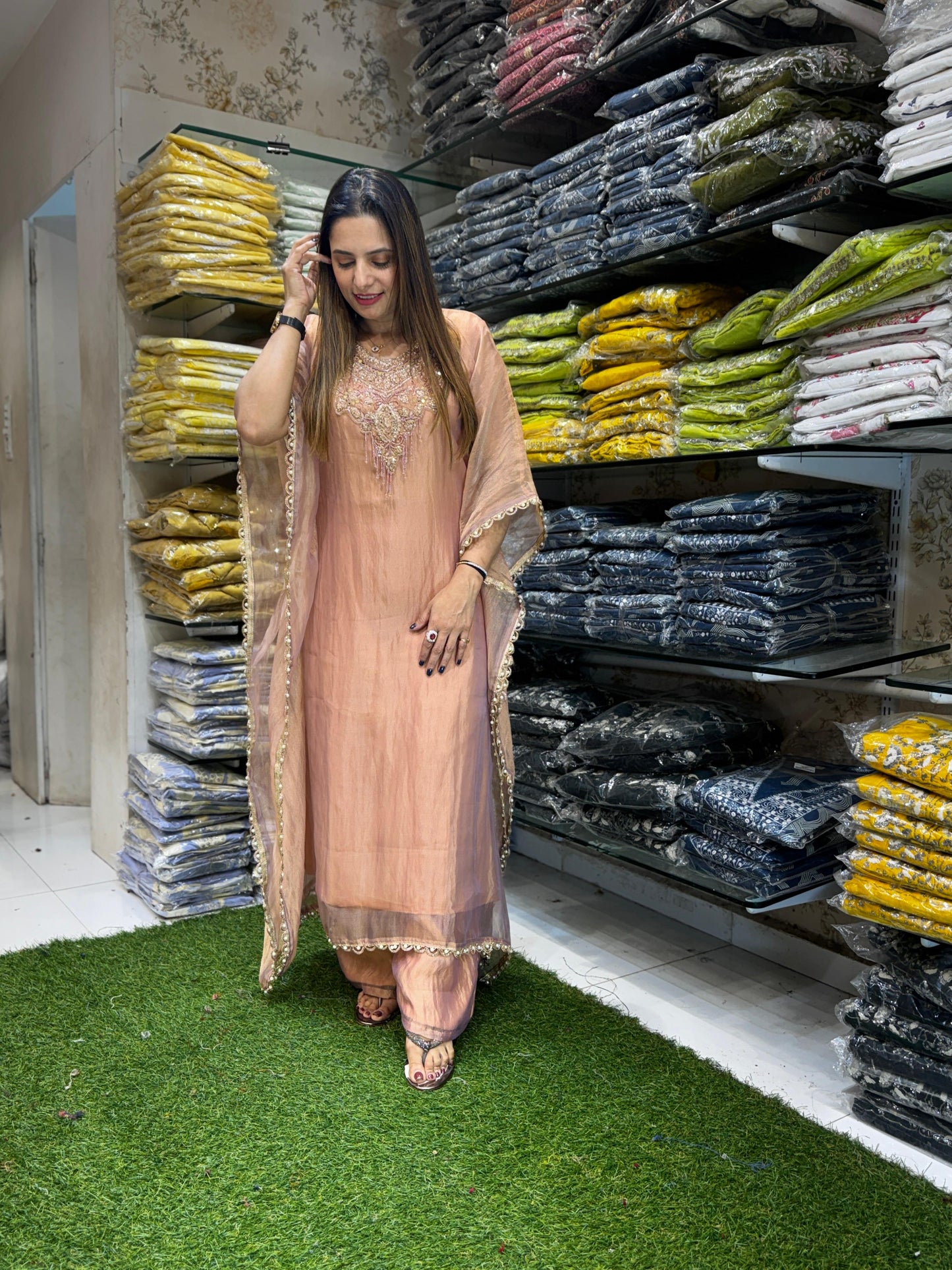 Chanderi Simmer Rose Gold 2pc Set – GFH Collection