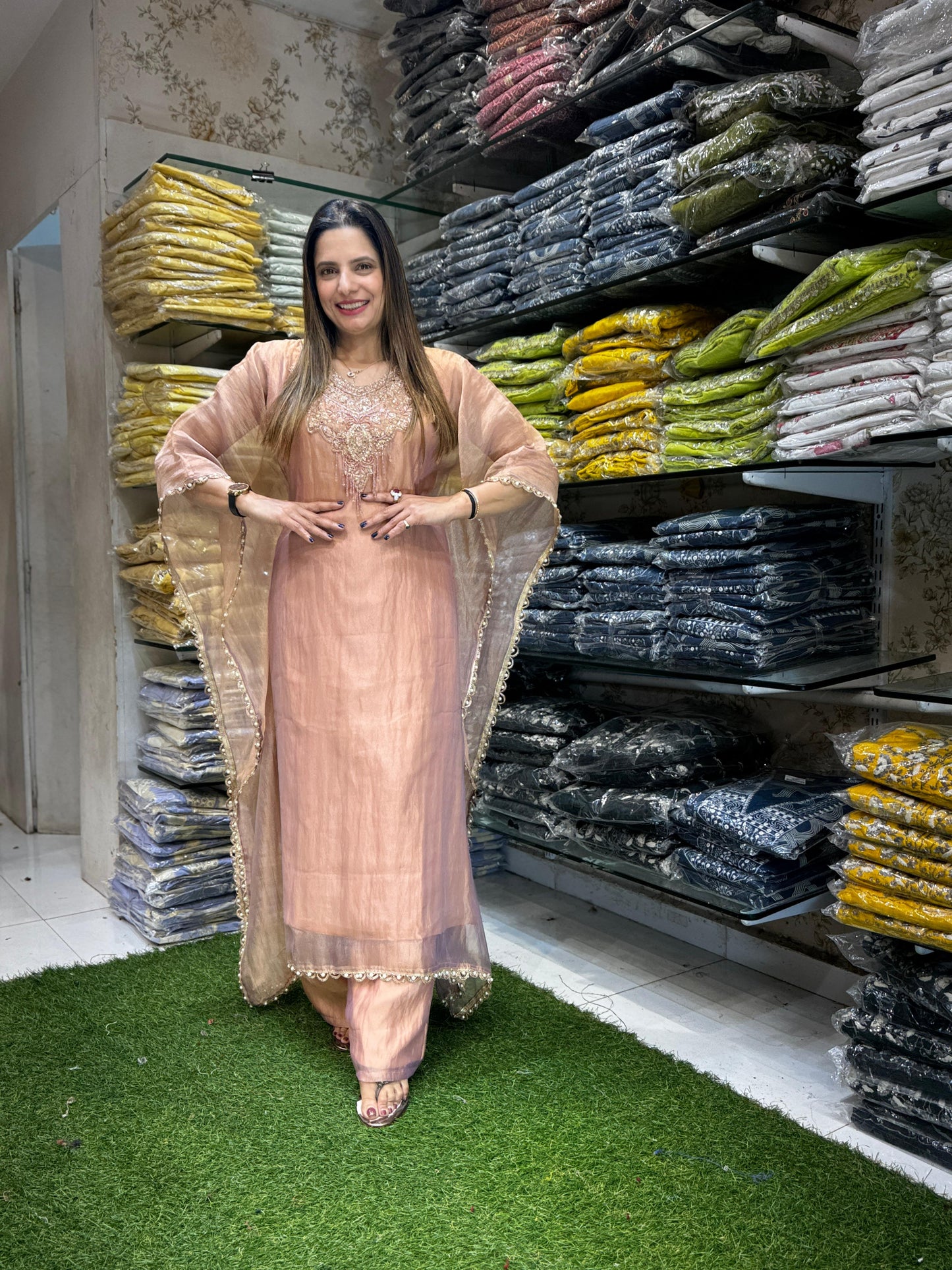 Chanderi Simmer Rose Gold 2pc Set – GFH Collection